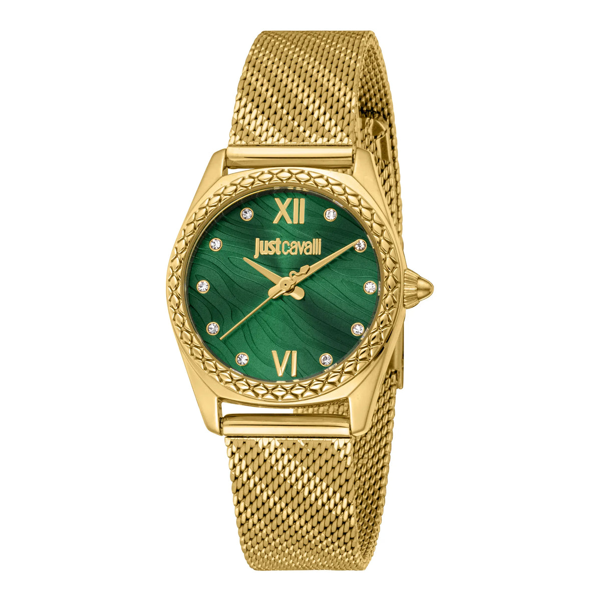 Just Cavalli Animalier Lustro Yellow Gold Green Watch JC1L313M0035 ...